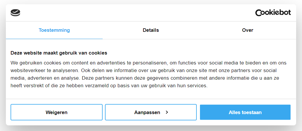 Custom cookie banner Cookiebot | CookieInfo