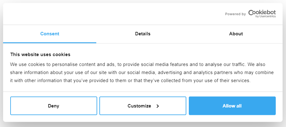 Remove Cookiebot logo / branding from the Swift cookie banner