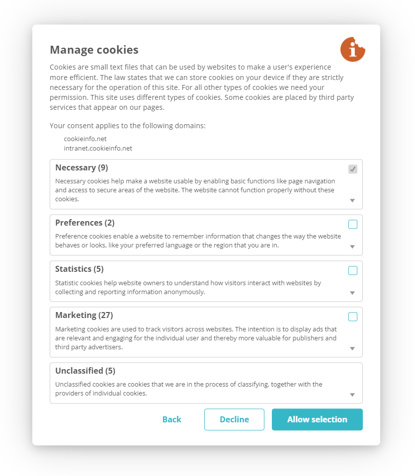 Cookiebot custom cookie banner