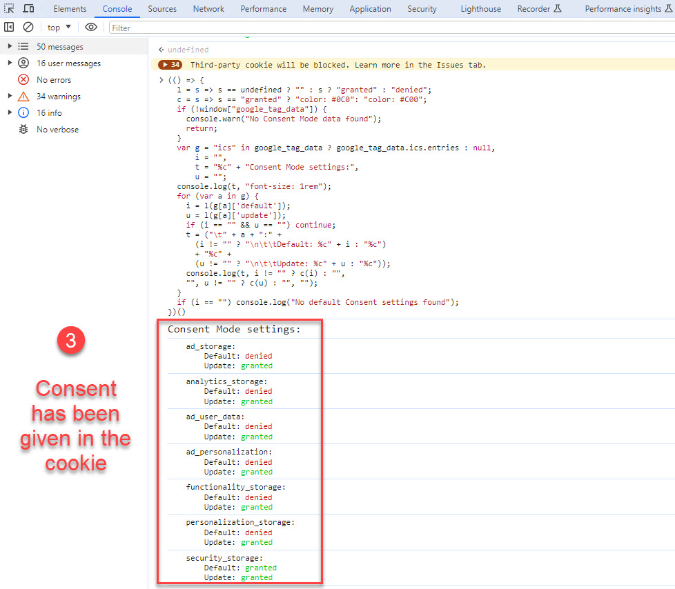 How to check if Google Consent Mode v2 is implemented?